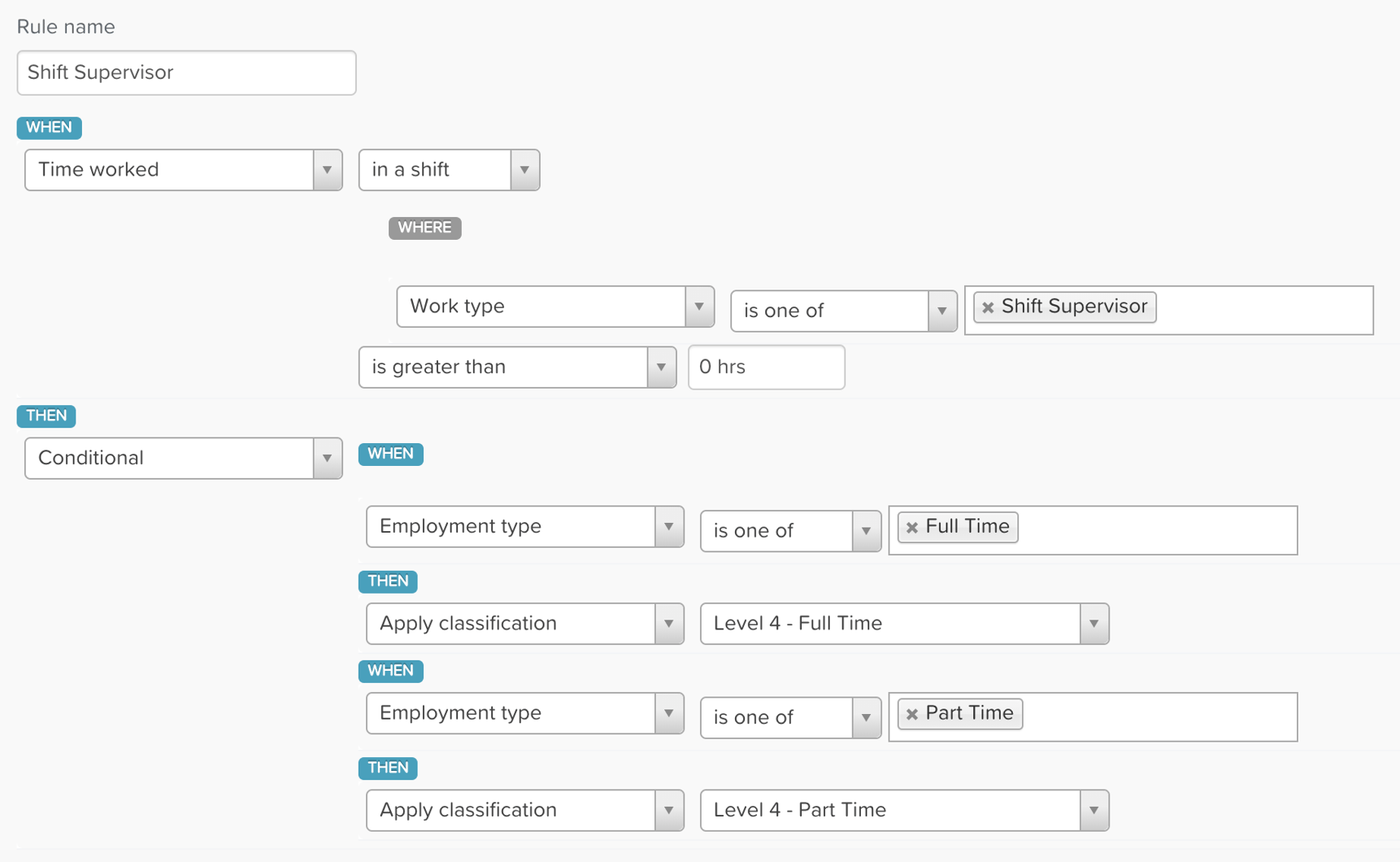 Automating the payment of a specific classification based on certain ...