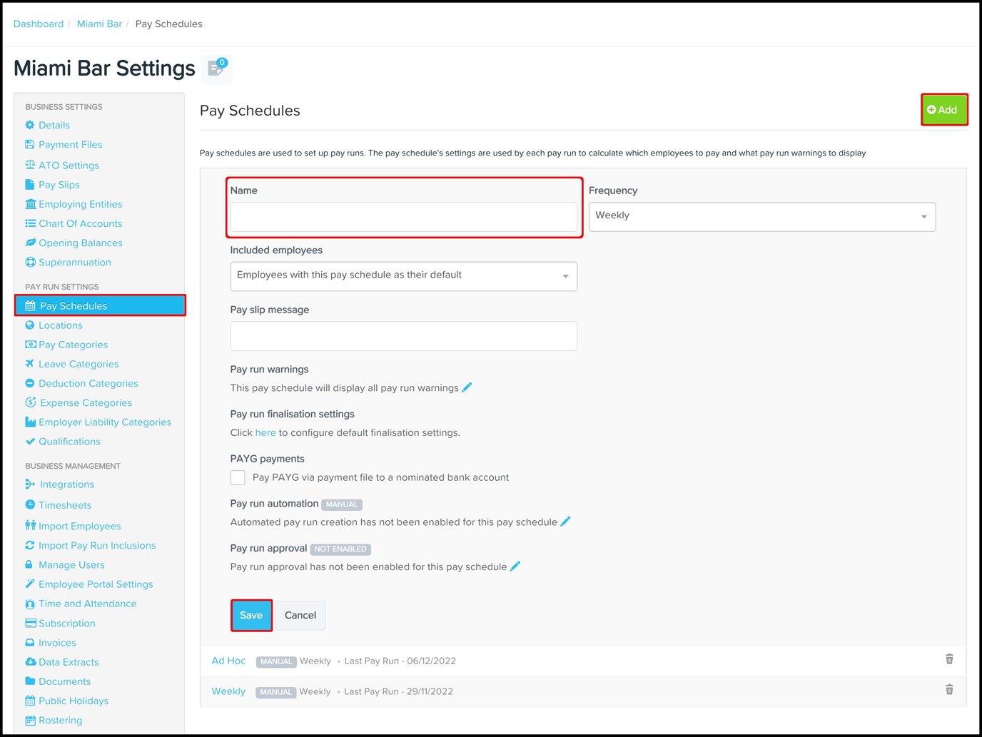 How do I process an 'Ad hoc' Pay Run