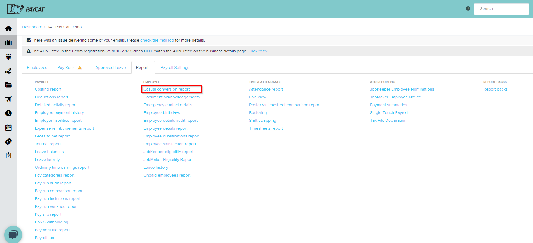Casual Conversion Report