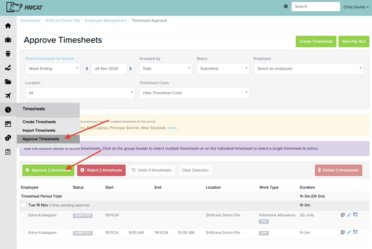 How to import timesheets from ShiftCare