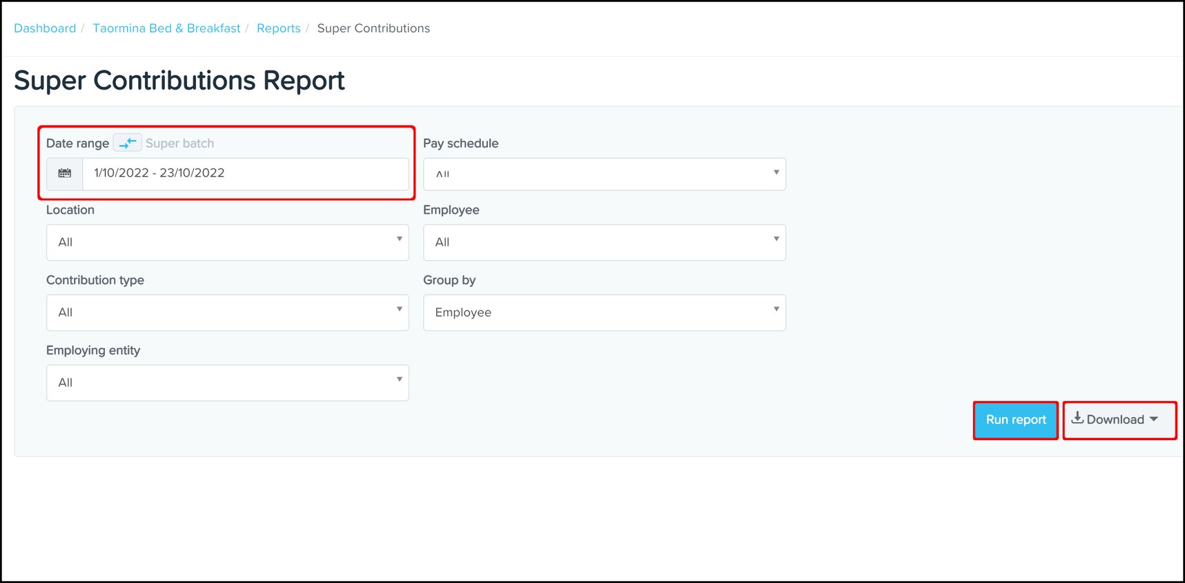 Super Contributions Report